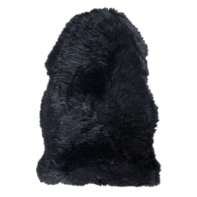 Long wool rug, sheep sking, black, 50 cm | Megatek