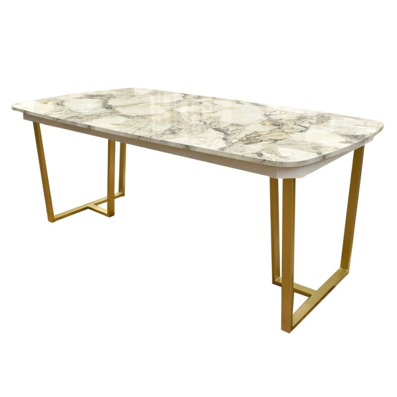 Dining table, Lena, chipboard tabletop, metal legs (gold), 1