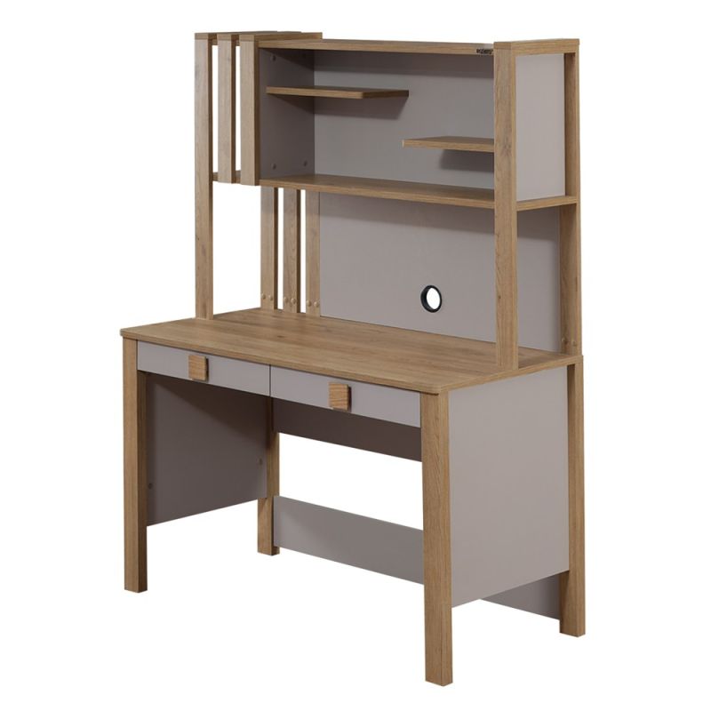 Study desk, Huga, melamine, grey/natural, 120x60xH159 cm | M