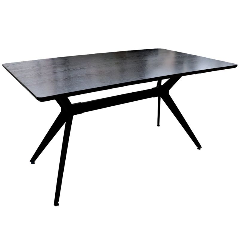 Dining table, Donnie, mdf tabletop, metal legs, black, 150x9