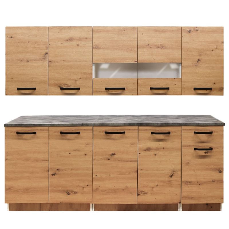 Kitchen, Ria, melamine, artisan, worktop: 200 cm | Megatek