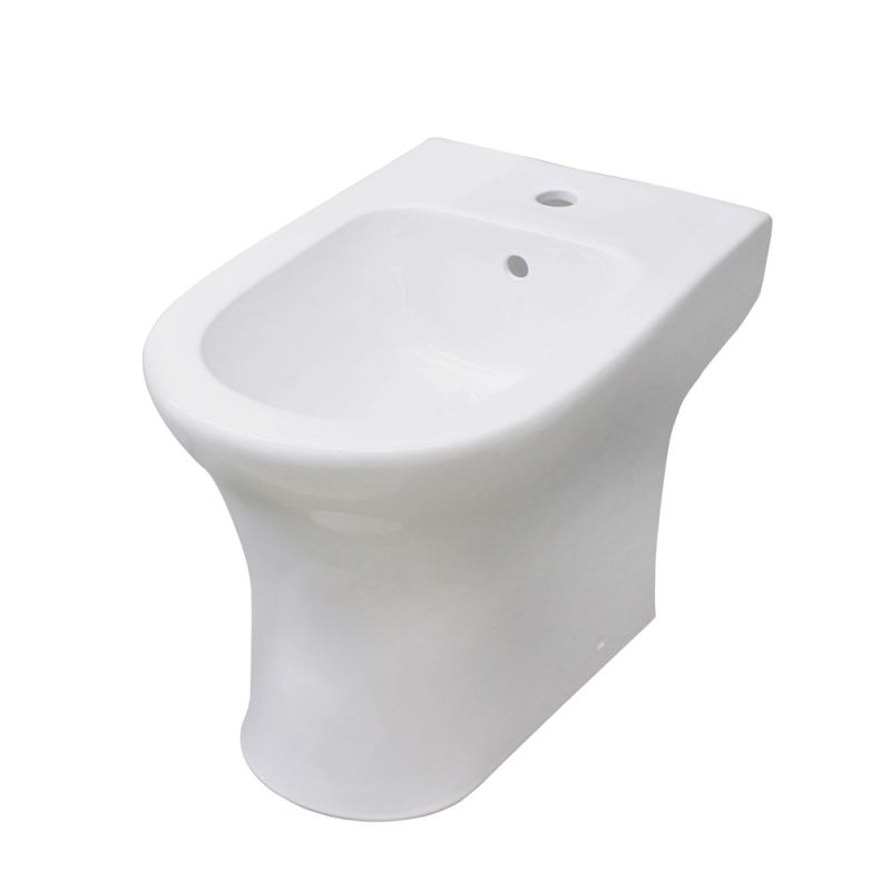 White, ground mounted, porcelain, bidet, 54.5x35.5x H39.3 cm