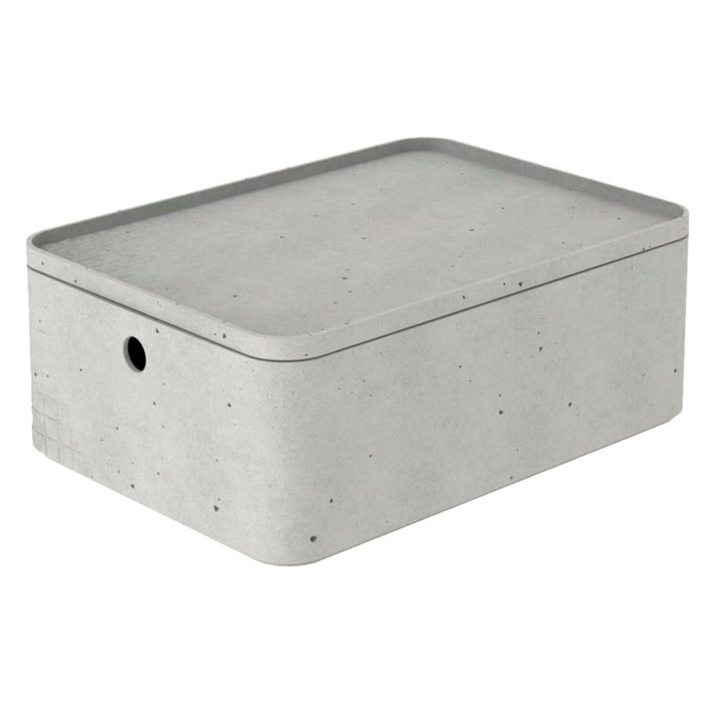 Plastic box with lid, Beton, M, 6.5lt, 34x24x13 cm | Megatek