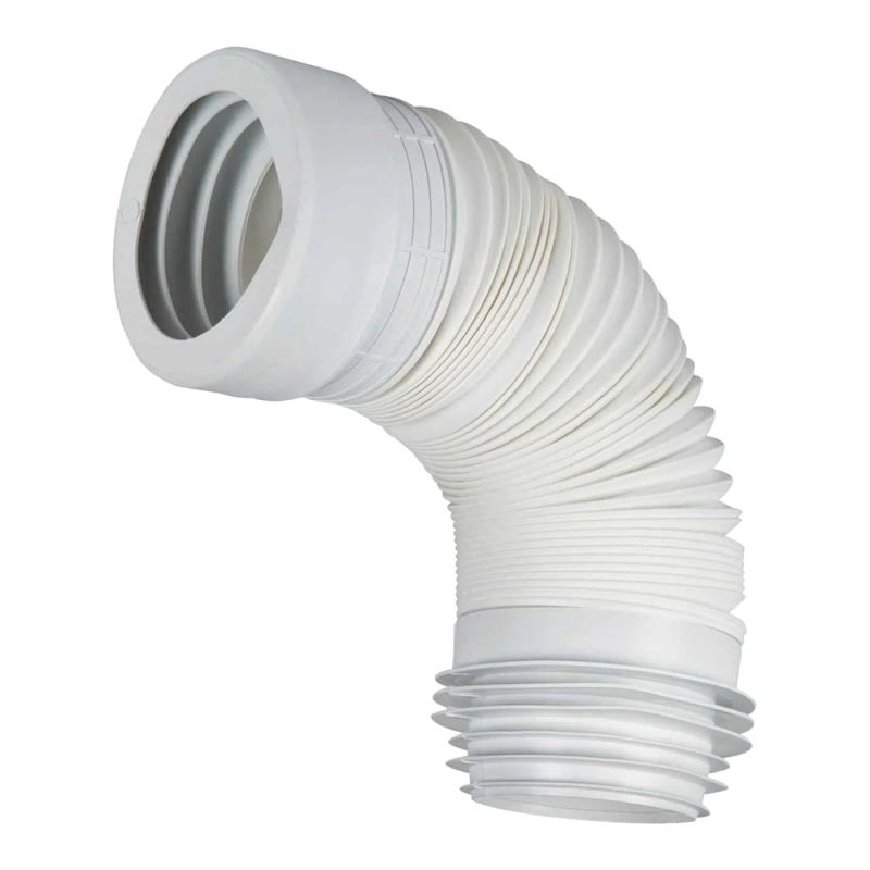 Flexible pipe, for WC drain, Extendable, polypropylene, Whit