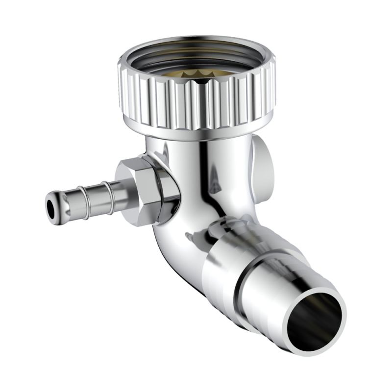Washing machine drain plug, with dryer outlet, bronze, silve