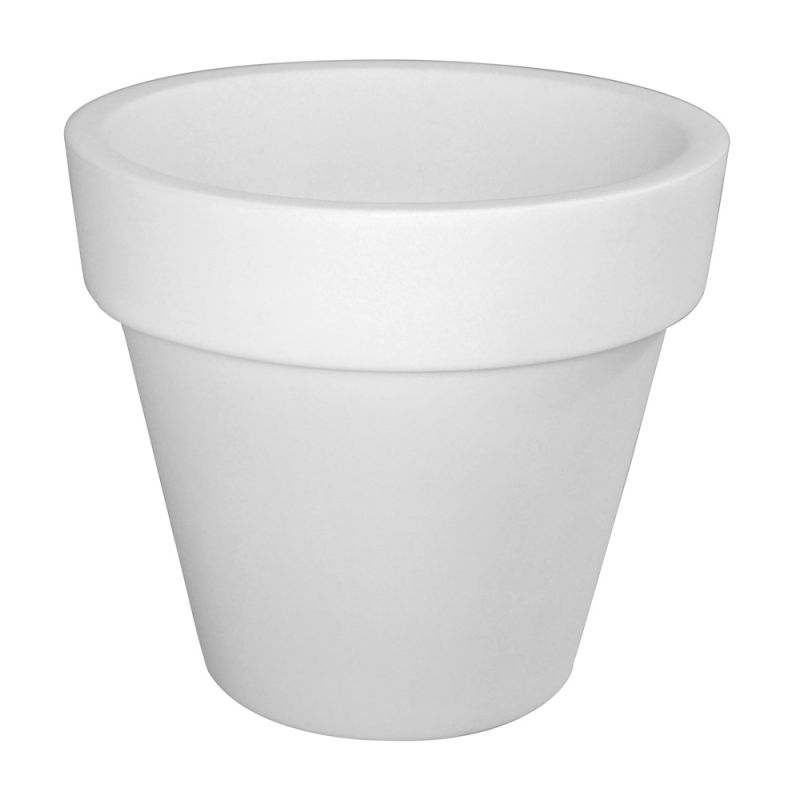 Round flower pot with light, LUCE OUTDOOR, plastic, neutral,