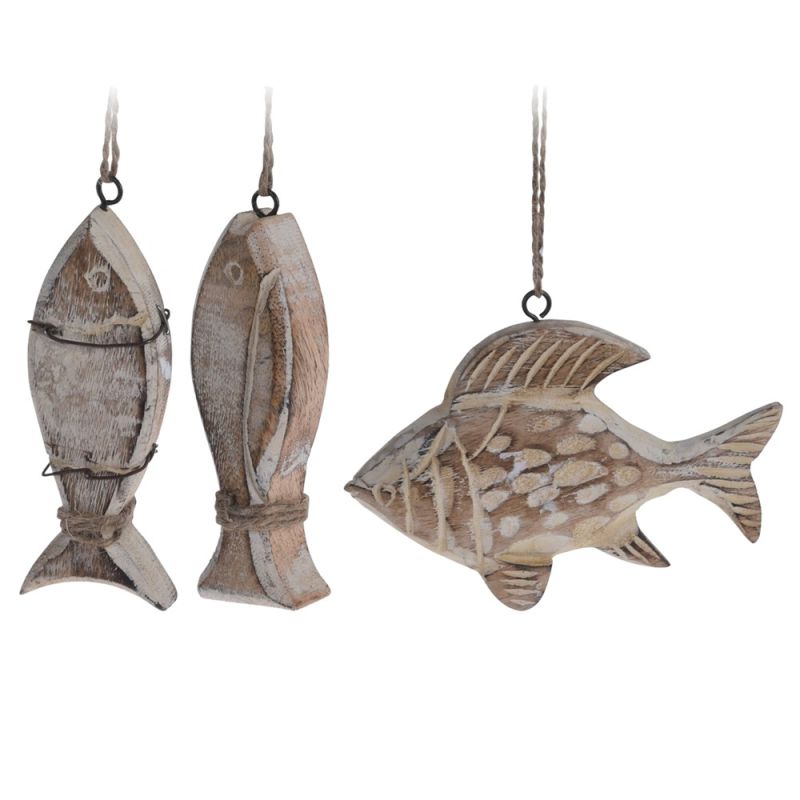 Decorative object, Fish, wooden, assorted, 12x8 cm | Megatek