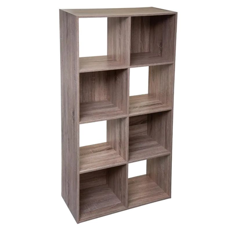 Shelf with 8 cases, mdf, natural wood, 67.5x32xH134 cm | Meg