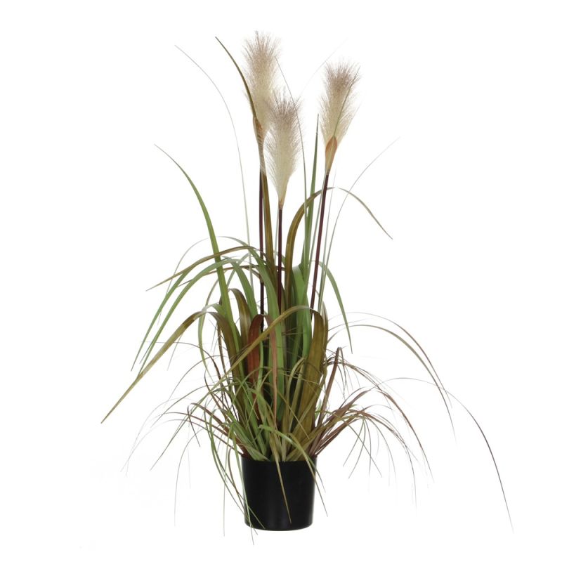 Artificial flower, Foxtail, in pot, plastic, green/white, Ø4