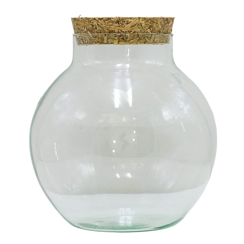 Flower pot, Plona, glass, transparent/brown, Ø25.5xH25 cm