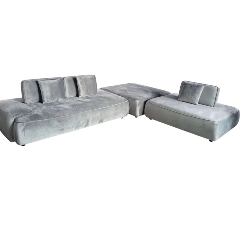 Corner sofa, textile upholstery, wooden structure, grey, 275