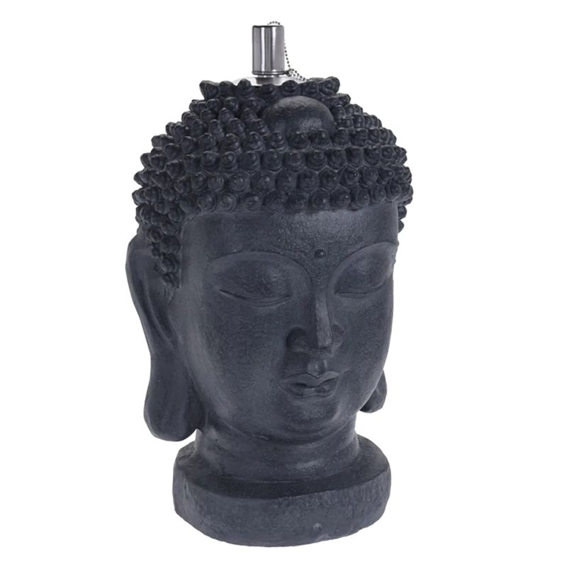 Oil lamp, Buddha, magnesium oxide, black, 26xH44 cm | Megate