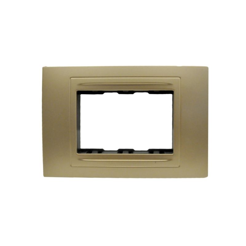 Three gang frame plus frontplate CHAMPAGNE colour | Megatek