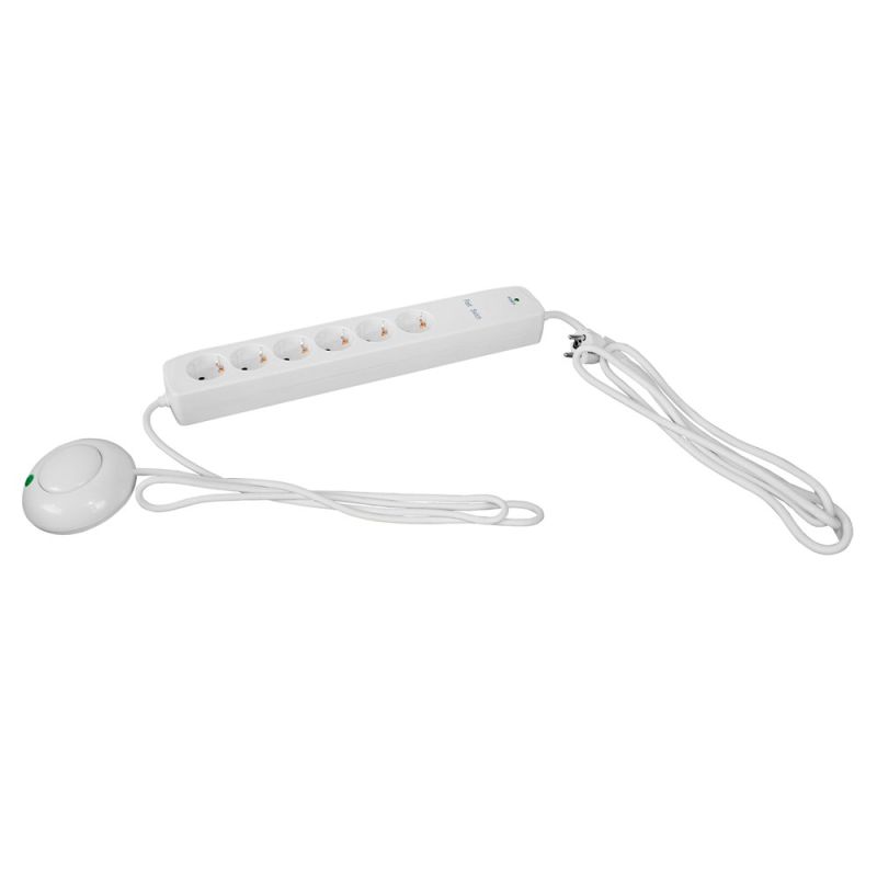 Extension cord with 6-outlet socket, 3x1.5mm, 2m length with