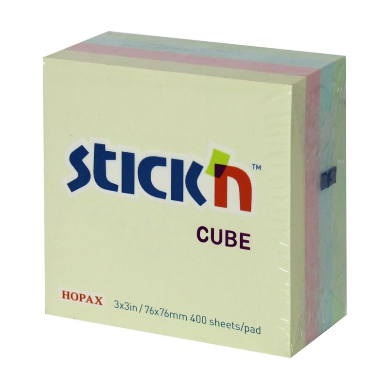 Sticky notes, Stickn Cube, Hopax, letër, 7.6x7.6 cm, neon, 4