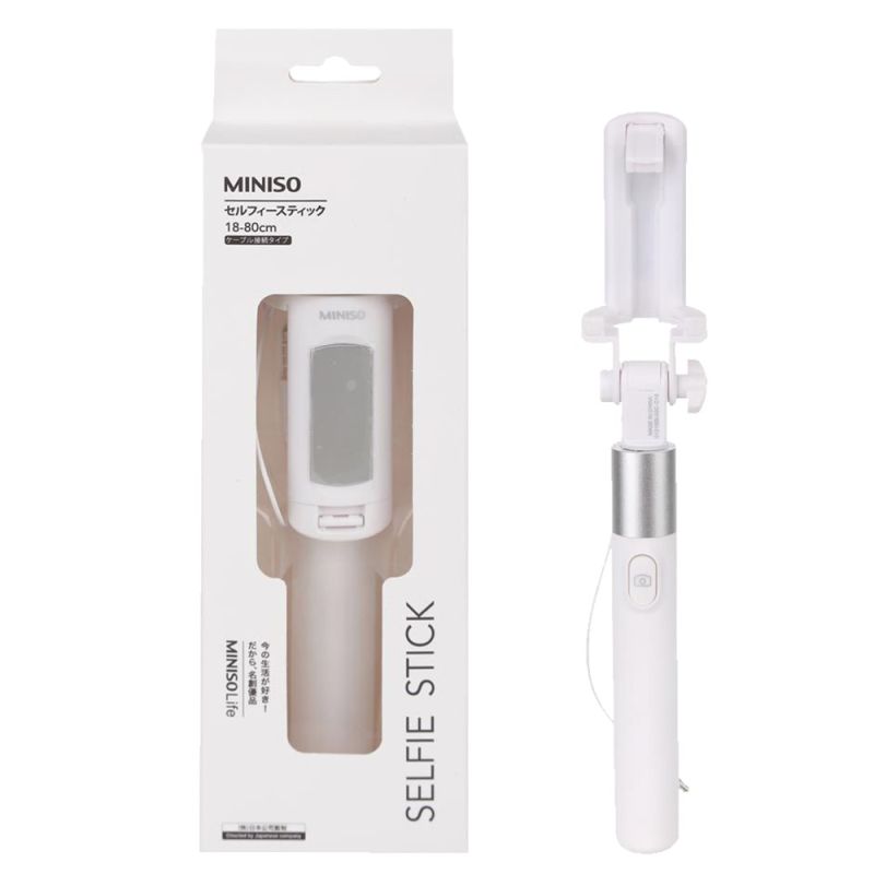 Telescopic stick for selfie, Miniso, with cable, 18-80 cm, w