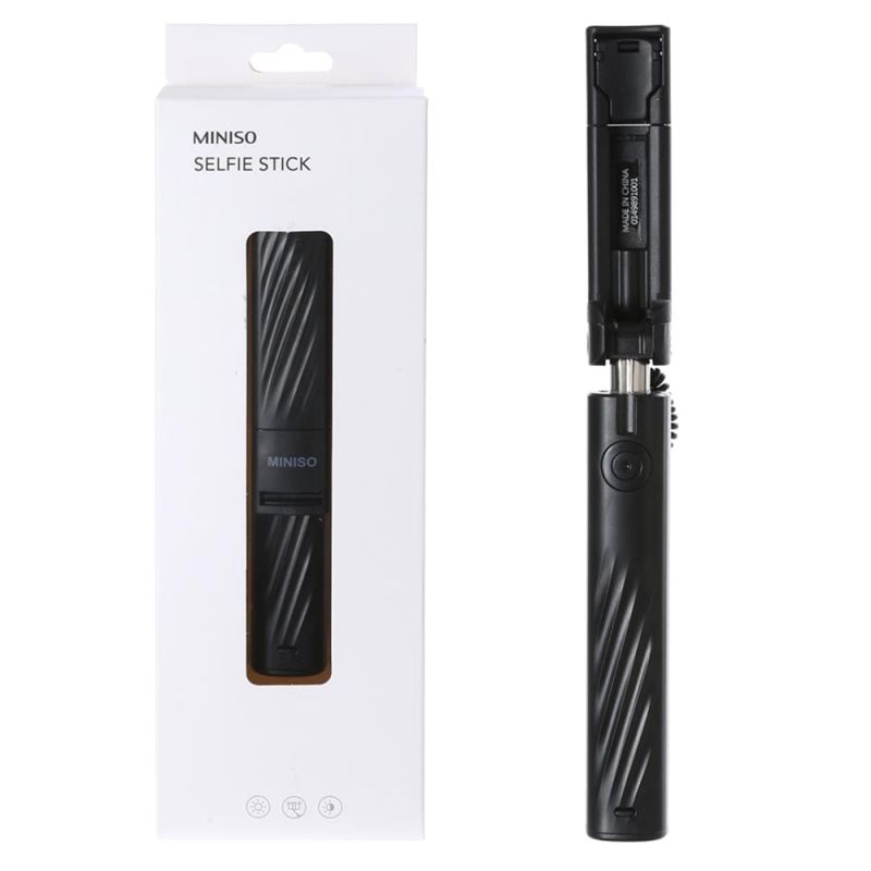Telescopic stick for selfie, Miniso, with cable, black color