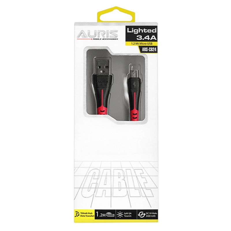Charging plug, Auris, CB24, USB-micro USB, 3.4 A, 120 cm, bl