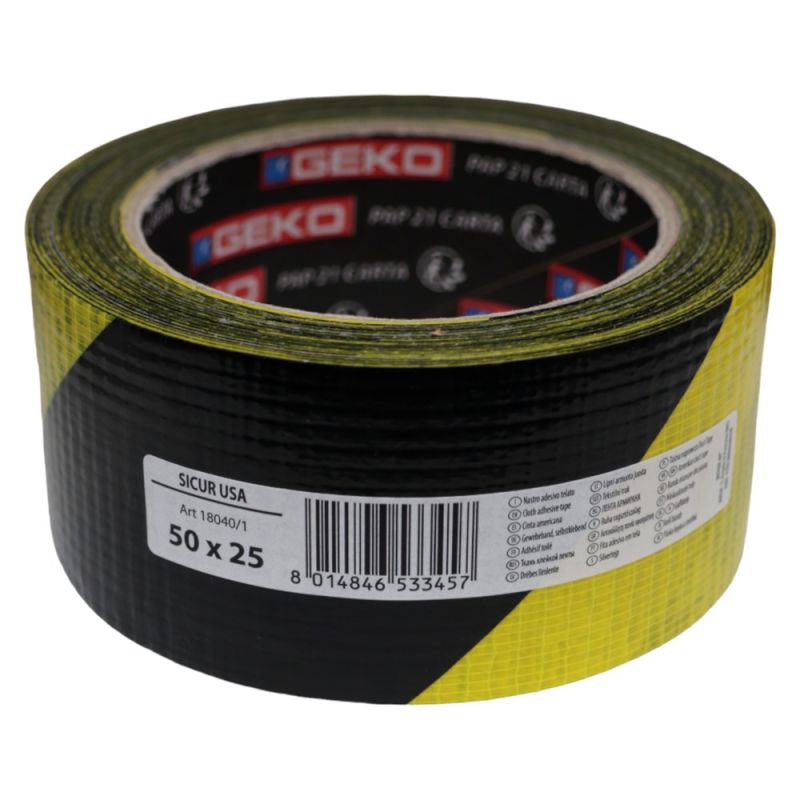 Boundary tape, Geko, 50mm x 25m, yellow with black | Megatek