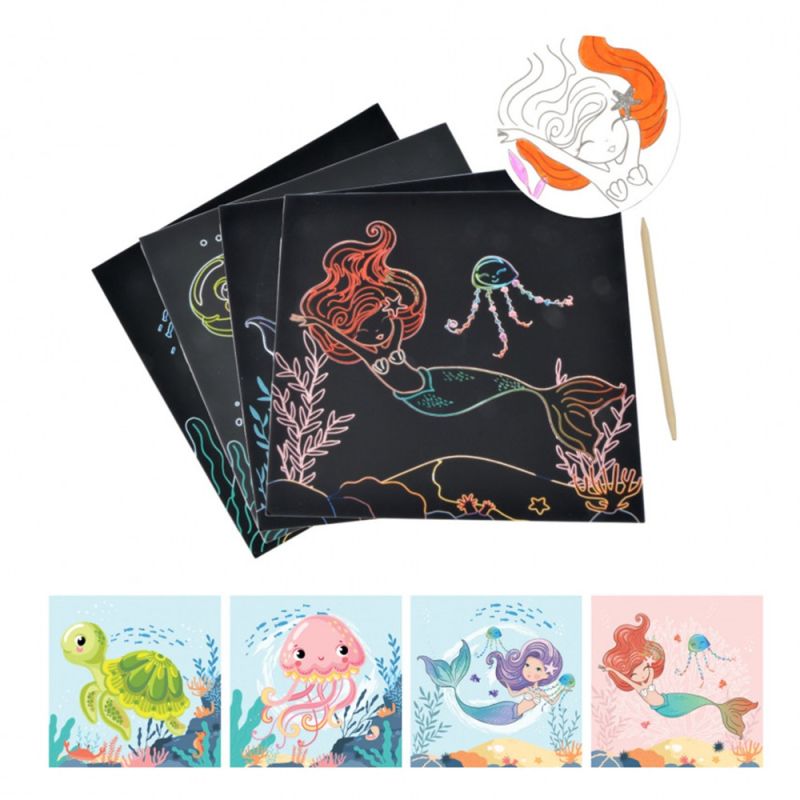 Scratch Cards with mermaids, Colorem, 20x20 cm, 4 pieces | M