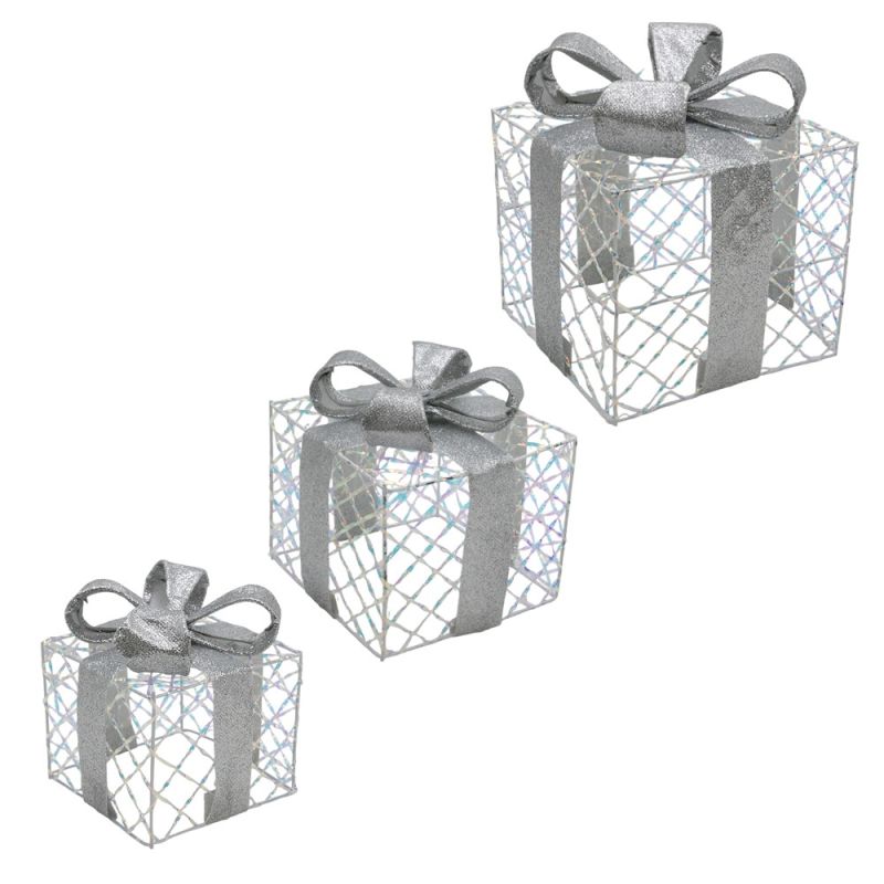 Christmas decorations, gift boxes, silver color, L15-W15-H18
