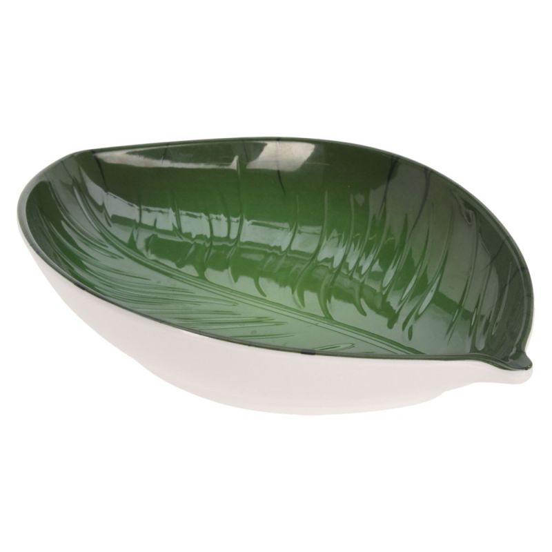Leaf shaped plate, melamine, green, 23 x 15 cm | Megatek