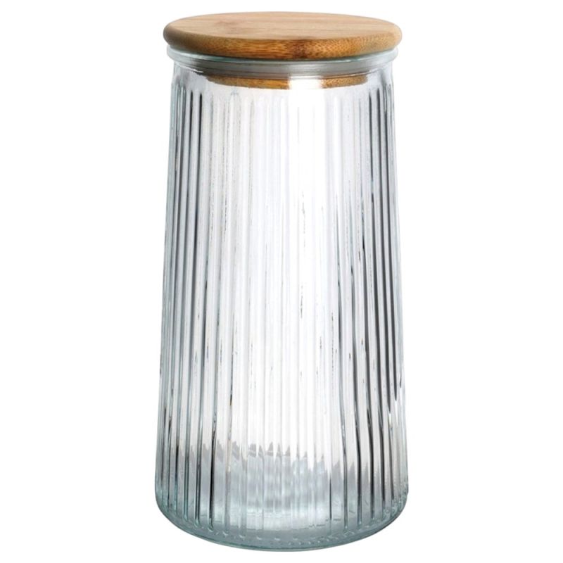 Conservation jar with lid, glass/bamboo, transparent/natural