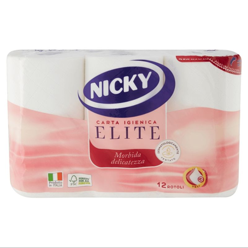 Toilet paper, Nicky Elite, 3 sheets, 12 rolls | Megatek