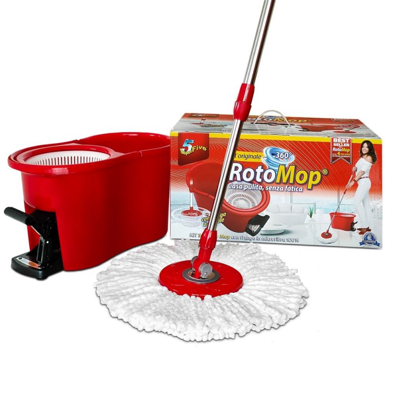 Cleaning bucket set, Superfive, Rotomop kit, plastic, red