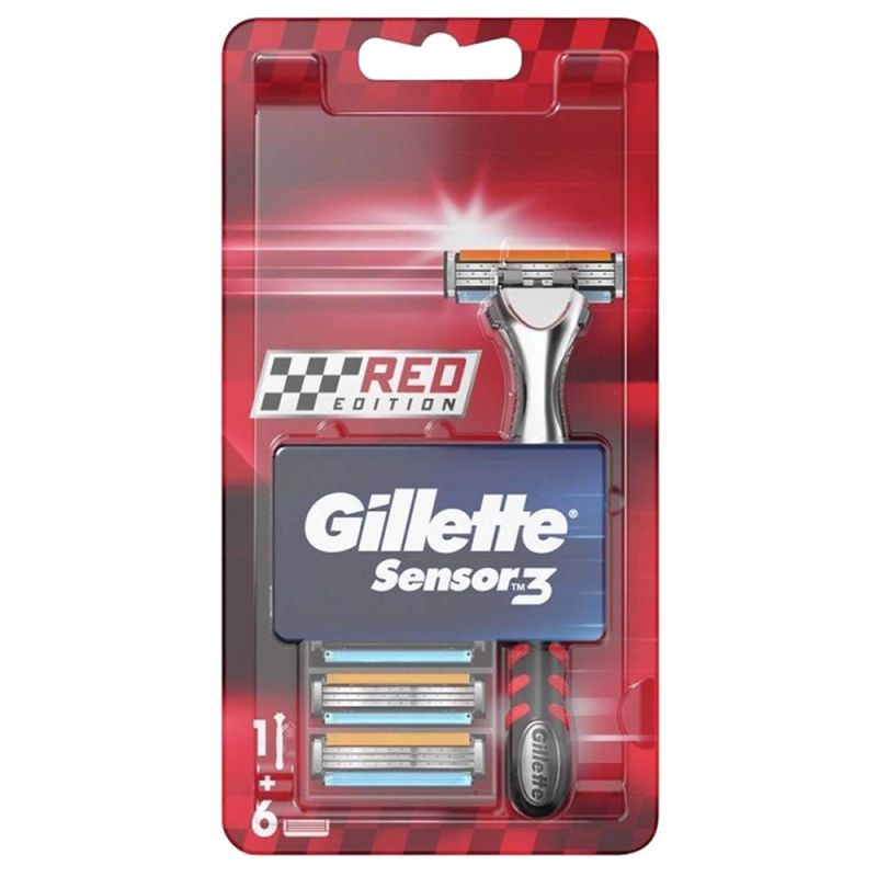 Gillette Sensor3 Shaver Red Edition + 6 Replacement Shavers