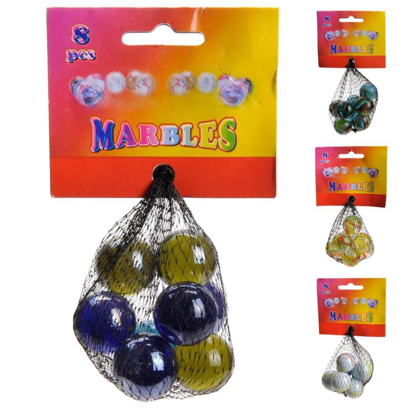 Marble knikkers for children, glass, 2.5 cm, assorted, 1 pie