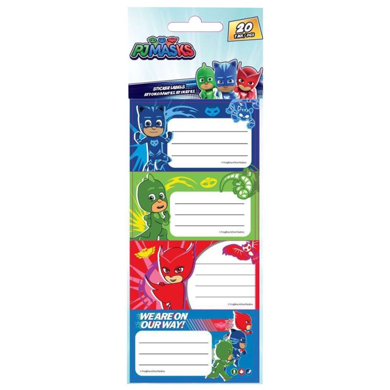 Adhesive labels with characters, PJ Masks, paper, assorted,
