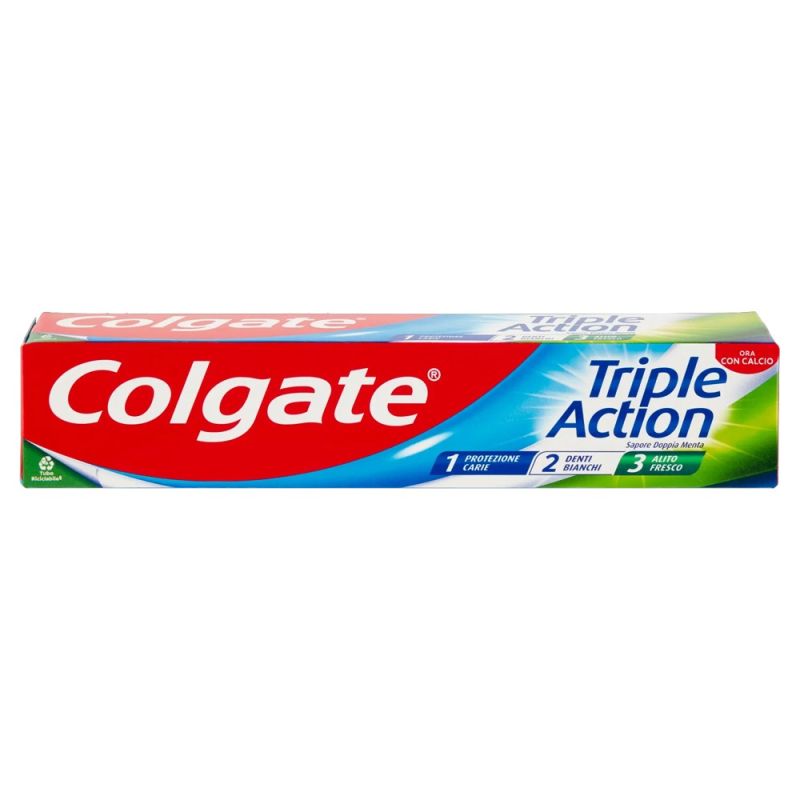 Toothpaste, Colgate, Triple action, plastic, red and blue, 7