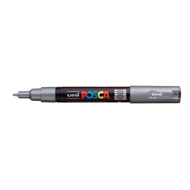 Water-based marker, UNI POSCA, PC-1M, Silver, 1 piece | Mega