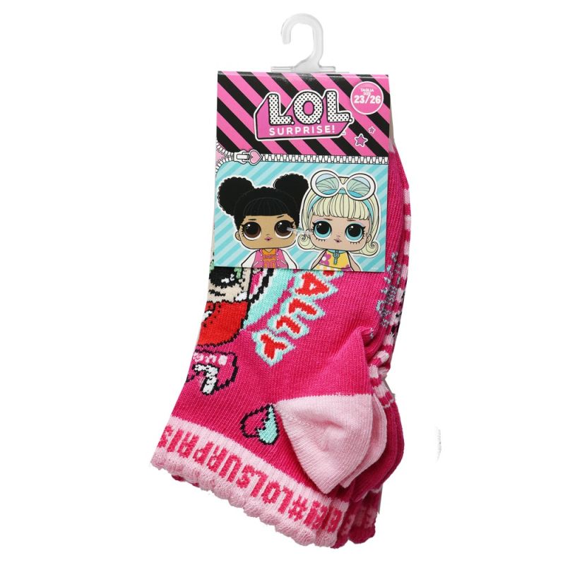 LOL Surprise Baby's sock, Cotton, Pink, 2 Pairs | Megatek