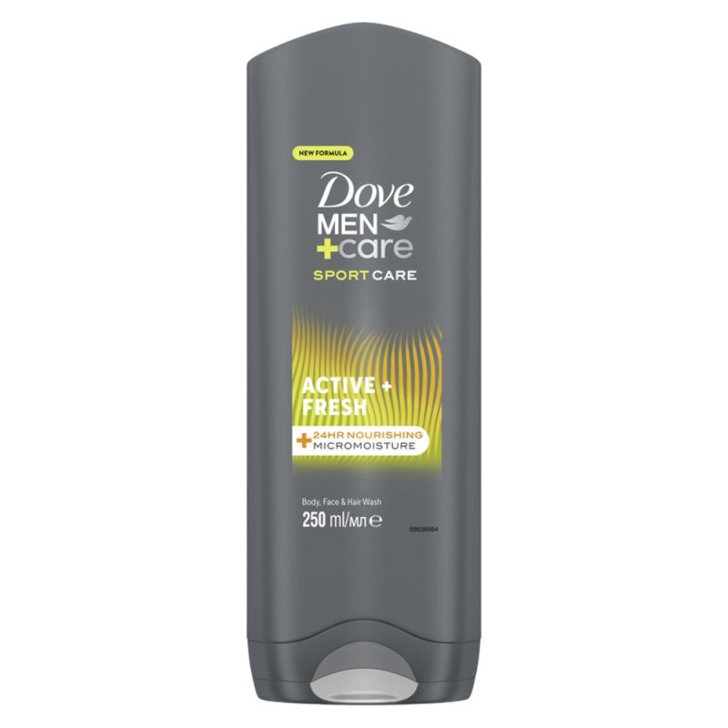 Body shampoo for men, Dove, Active fresh, sport care, 250 ml