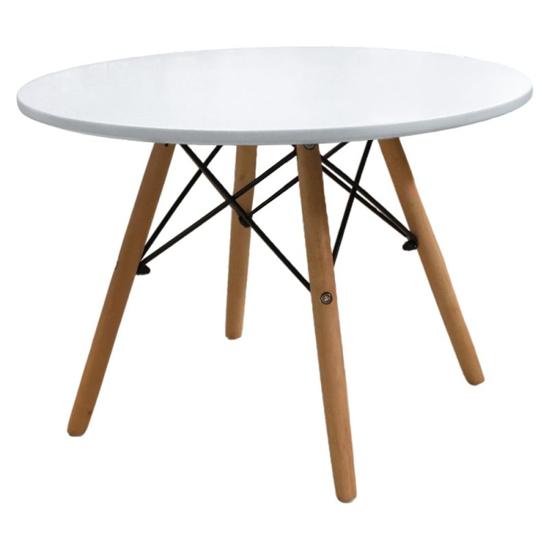 Tavolinë për fëmijë, MDF+dru ahu, 60x60x42 cm, e bardhë, 1 c