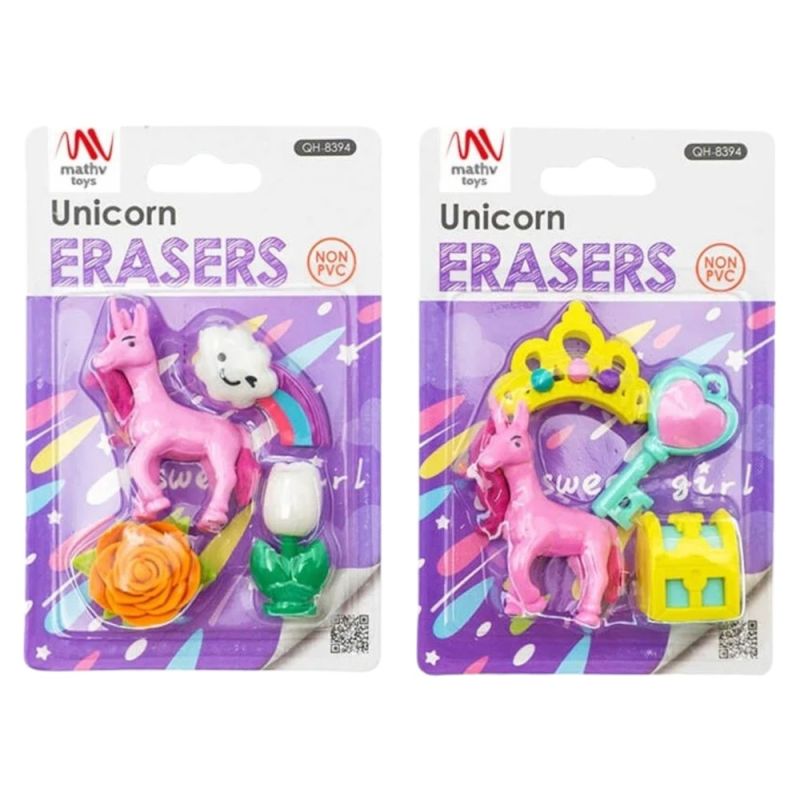 Erasers set, Unicorn, mixed, 1 pack | Megatek