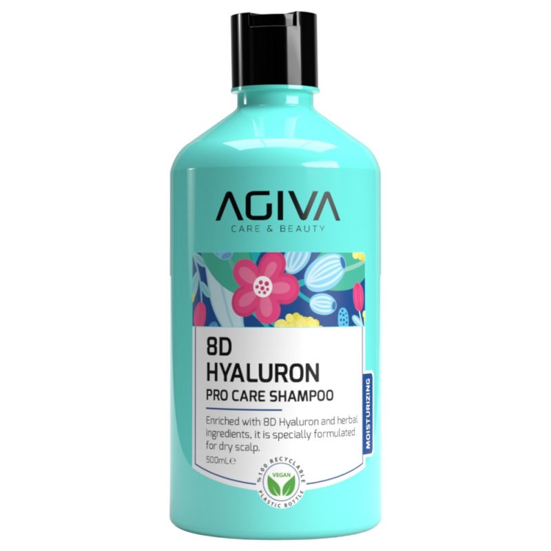 Shampoo for dry hair, Agiva, 8D Hyaluron, Pro Care, 500 ml,