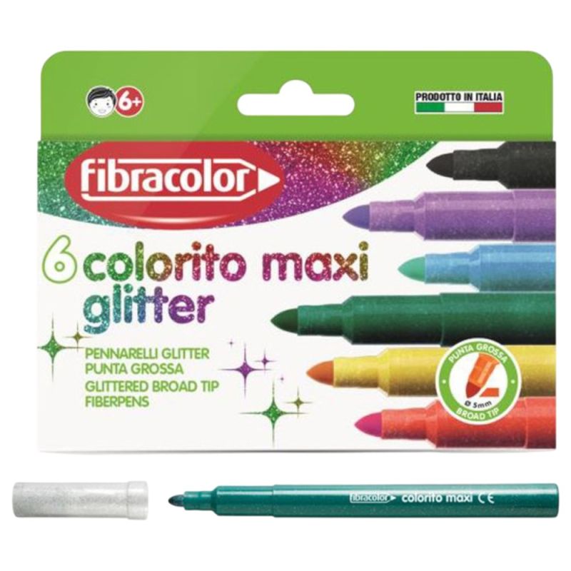 Watercolor paints, Fibracolor, Colorito Maxi Glitter, 6 piec
