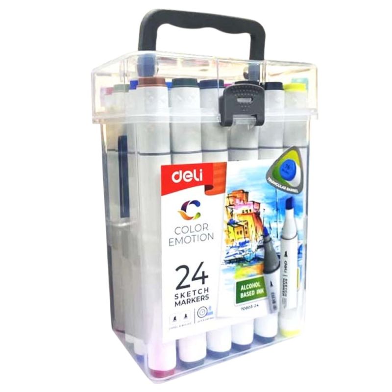 Alcohol paint, Deli, 2-tip, Sketch Emotion, 24 colors, 1 pac