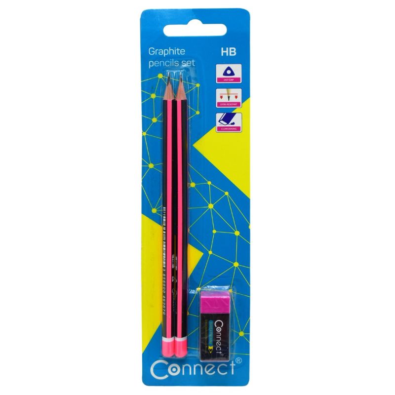 Set of rubber pencils, 2 pieces, 1 pack | Megatek