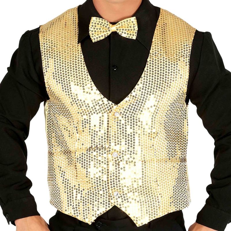 Men's gold vest with sequin sequins | Megatek