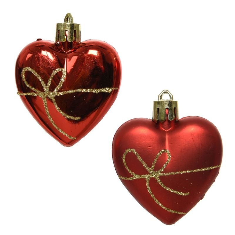 Zemër dekoruese me varje, plastike, e kuqe, 6 cm | Megatek