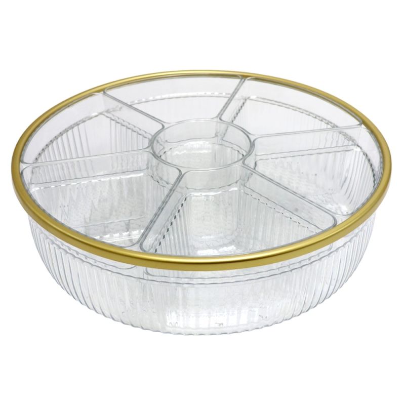 Cocktail bowl with 7 compartments and swivel, plastic, trans
