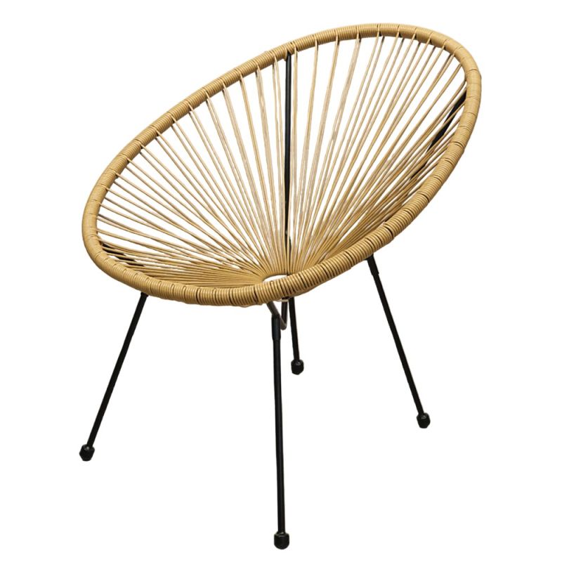 Chair, metal/PE rattan, black, 72x80xH76 cm | Megatek