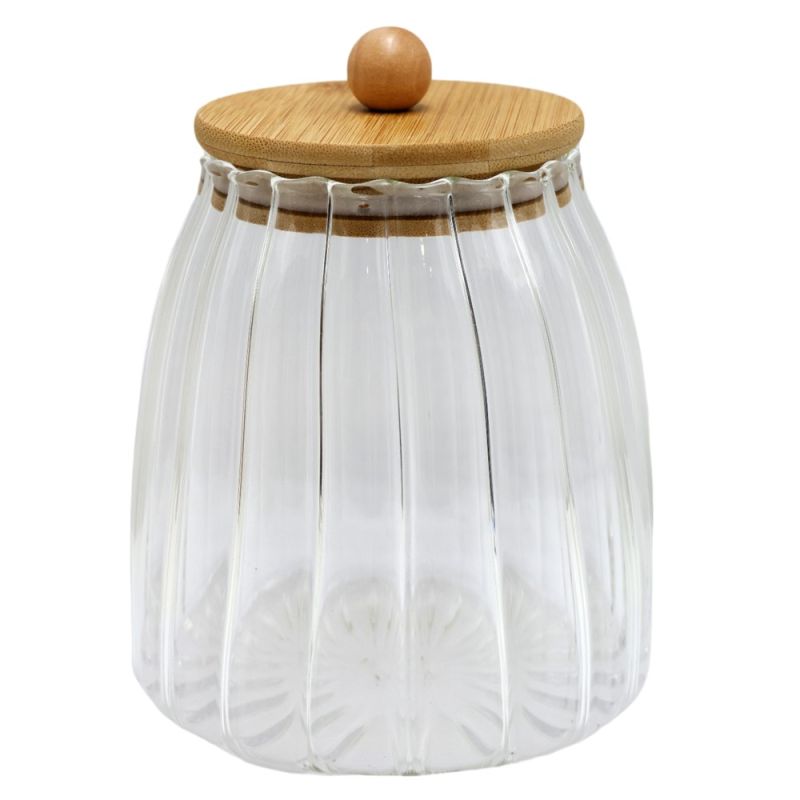 Conservation jar with bamboo lid, glass/bamboo, transparent,