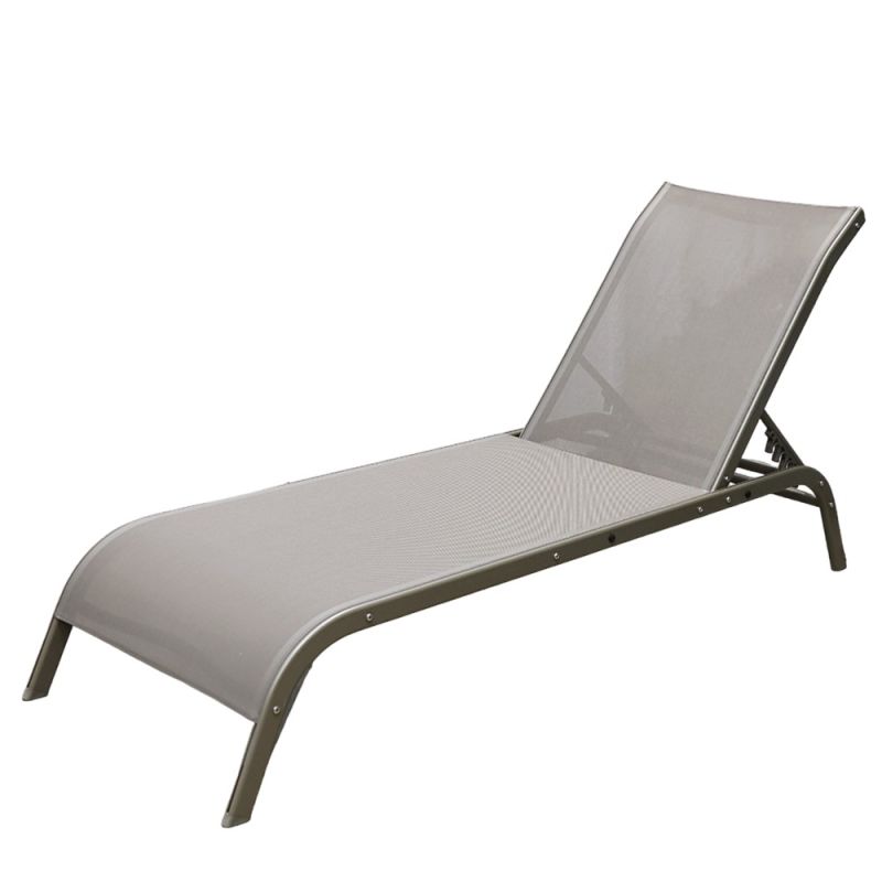 Armada chaise lounge, Aluminium+textile, Cappuccino, 60x199