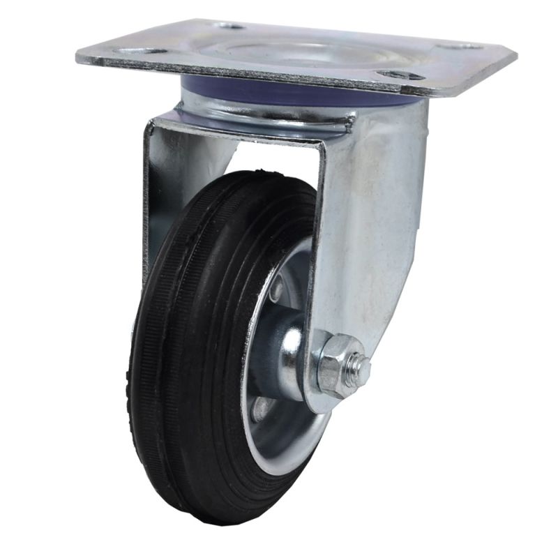 Swivel Wheels, Rubber (bush), wheel with steel rim, Ø100mm