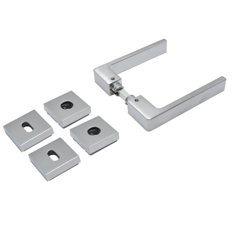 Gray door handle, with square roses, simple | Megatek